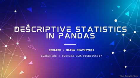 Descriptive Statistics In Pandas Youtube