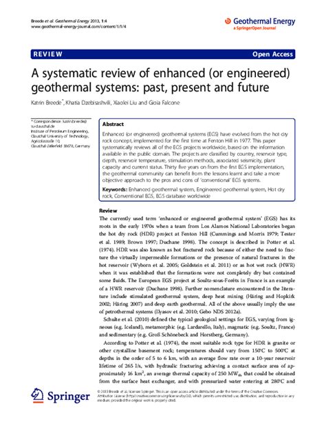 Pdf A Systematic Review Of Enhanced Or Engineered Geothermal