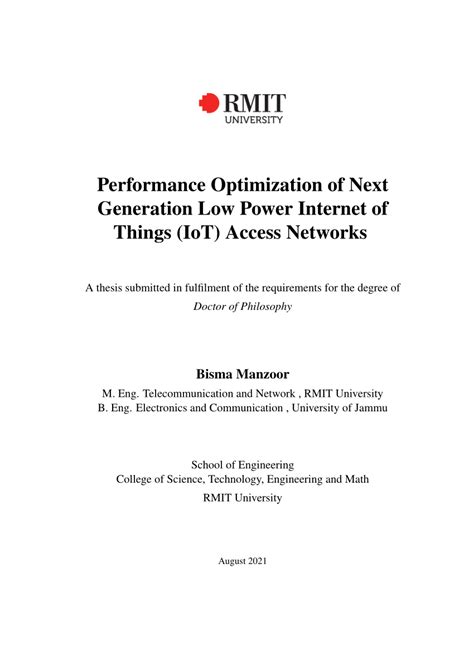 Pdf Performance Optimization Of Next Generation Low Power Internet Of Things Iot Access Networks