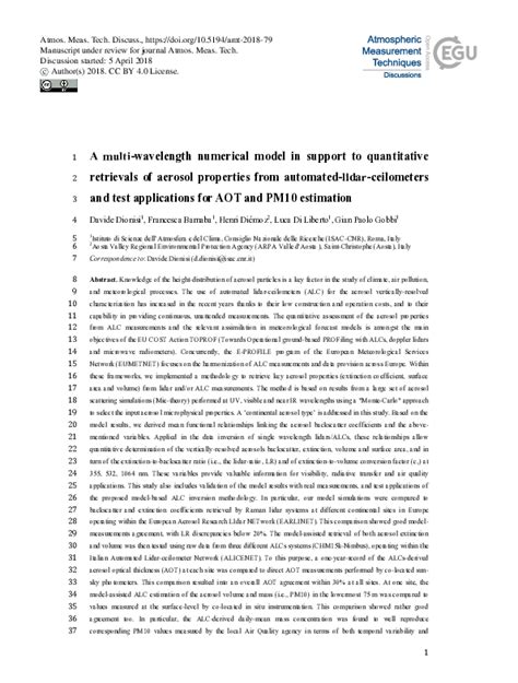 Pdf Modeling Aerosol Properties From Automated Lidar