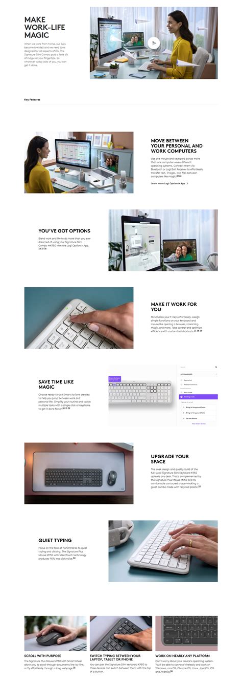 Logitech Mk950 Signature Slim Combo Full Size Layout Keyboard Easy Switch Keys Indicator