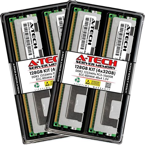 A Tech 128gb 4x32gb 4rx4 Pc3 10600r Ddr3 1333 Mhz Ecc Rdimm 1 5v