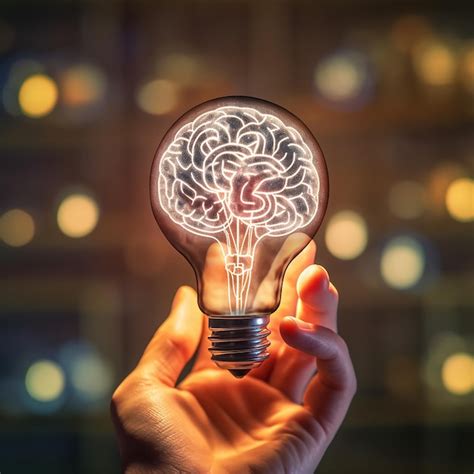 Premium AI Image A Person Holding A Light Bulb With The Brain Drawn
