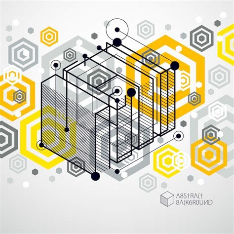 Premium Vector Isometric Abstract Yellow Background With Linear Dimensional Cube Shapes