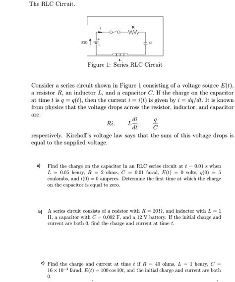 SOLVED The RLC Circuit Figure Series RLC Circuit Consider A Series Circuit Shown In Figure
