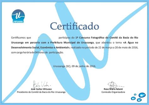 Comitê Urussanga Encaminha Certificados De Eventos