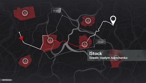 폐쇄 된 지역 지구 도로 위에서 본 도시도 상세히 볼 수 있습니다 아이소메트릭 도시 내비게이션 Gps 지도 도시 지역 도로 및 랜드마크의 벡터 일러스트레이션 하향식 보기