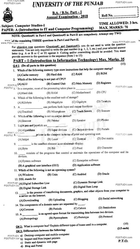 Bsc Part 1 Computer Studies 1 Introduction To Information Technology