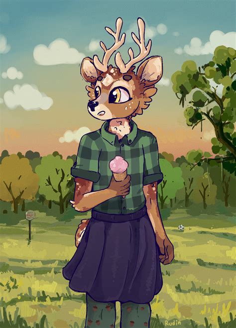 A Deer In A Weirdly Random Setting And Clothing Art By Me Rfurry