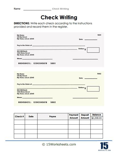 Check Writing Worksheets 15 Worksheets Library