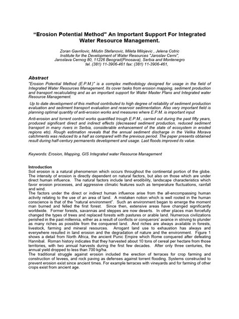 Epm 0002 Erosion Potontial Method An Important Support For