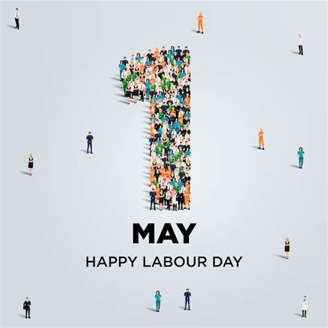Premium Vector Happy Labour Day Concept Poster Large Group Of People
