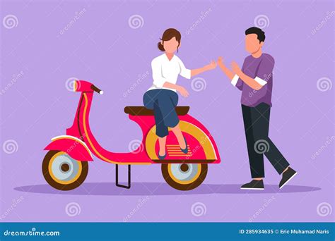 Character Flat Drawing Riders Couple Trip Travel Relax Romantic