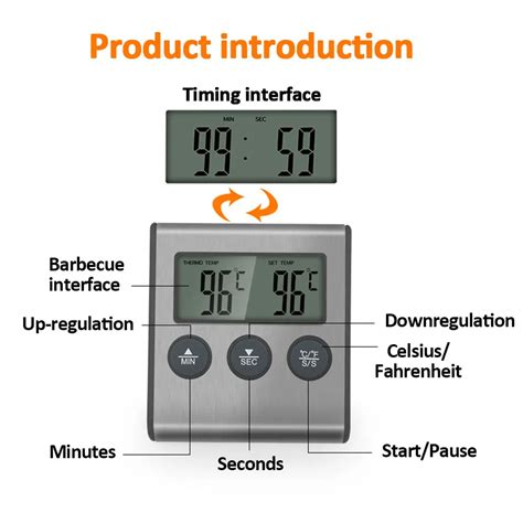 Kitchen Digital Cooking Thermometer Meat Food Temperature For Oven Bbq