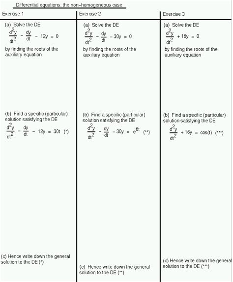 Differential Equations MATH Revision Exercises Resources Mathematics And Statistics