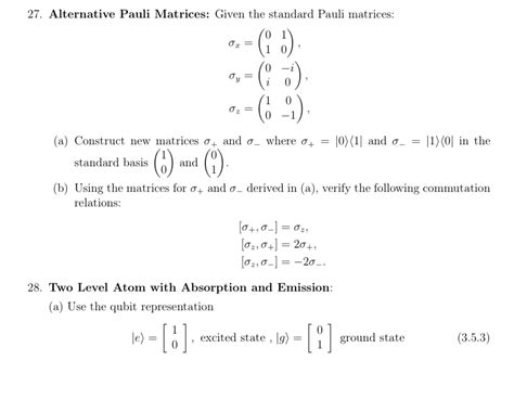 Solved Alternative Pauli Matrices Given The Standard Pauli