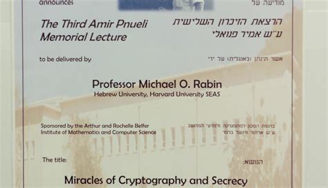 Amir Pnueli Memorial Lecture 2012 Faculty Of Mathematics