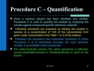 What Is Residual Solvent And Its Identification PPT