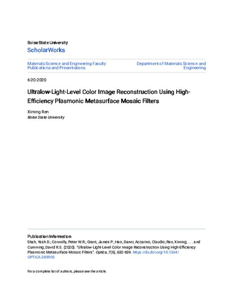 Pdf Ultralow Light Level Color Image Reconstruction Using High