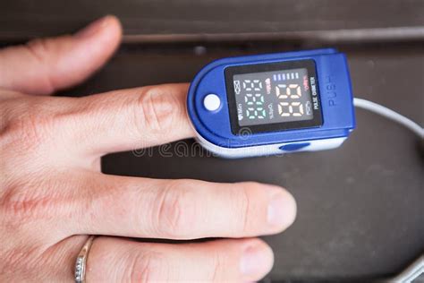 Close Up View At An Oximeter For Monitoring Peripheral Oxygen Saturation Stock Image Image Of