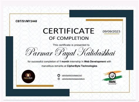 Payal Parmar On Linkedin Internship Cipherbytetechnologies Cbtcip