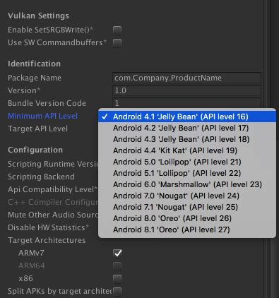 Why I Can T Select Minimum Android Api Level From Minimum Api Level Dropdown Unity Or