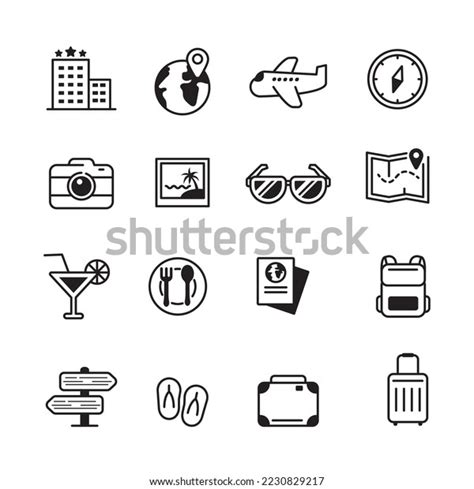 Set Travel Icons Black Style Isolated Stock Vector Royalty Free 2230829217 Shutterstock