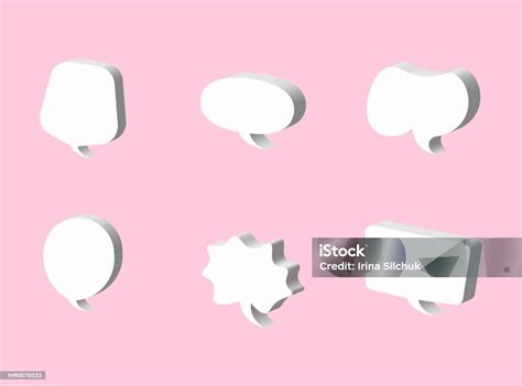 3d 말풍선 소셜 미디어 채팅 메시지 아이콘입니다 다양한 모양의 빈 텍스트 거품 댓글 대화 풍선 세트 0명에 대한 스톡 벡터