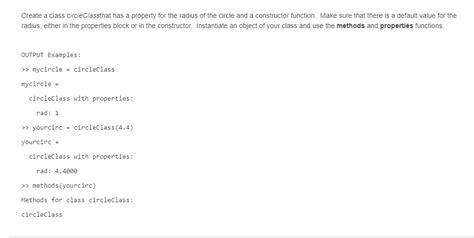 Solved Create A Class Circleclassthat Has A Property For The