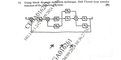 Using Block Diagram Reduction Technique Find The Closed Loop Transfer Fu