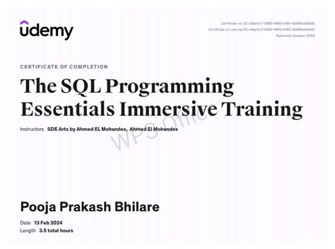 Completed Sql Programming Course On Udemy Pooja Bhilare Posted On The Topic Linkedin