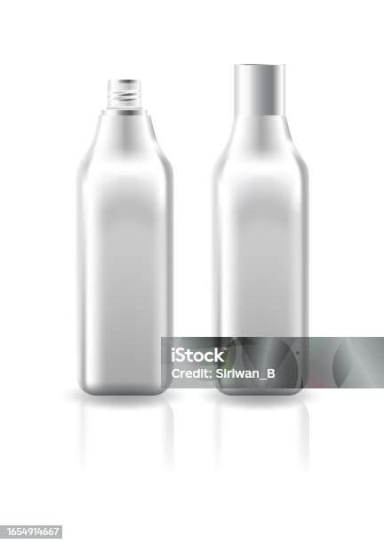 미용 제품 모형 템플릿을 위한 흰색 나사 뚜껑이 있는 빈 투명 사각형 화장품 병입니다 건강관리와 의술에 대한 스톡 벡터 아트 및 기타 이미지 건강관리와 의술 건강한