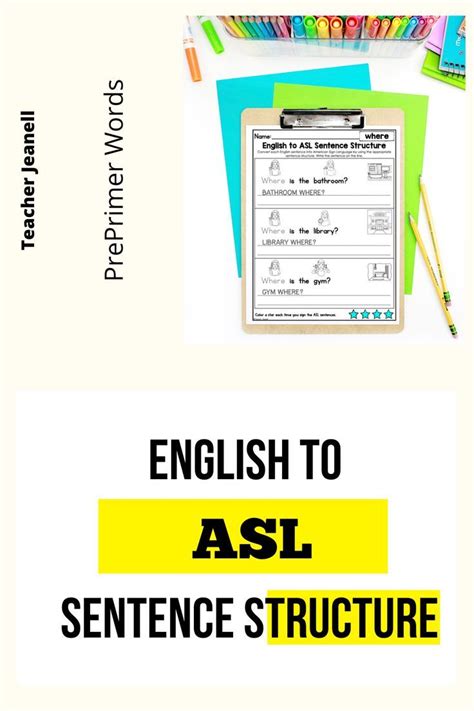 English To ASL Sentence Structure Pre Primer Sight Words ASL Grammar Pre Primer Sight Words