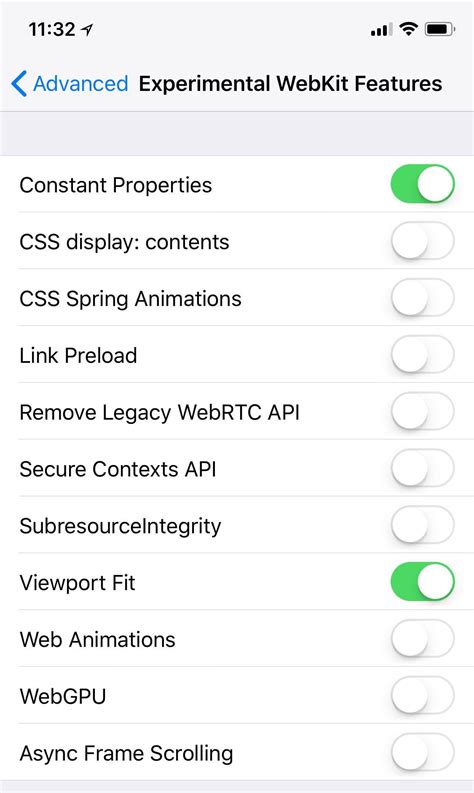ios safari experimental webkit features apple