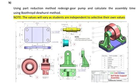 Solved Using Part Reduction Method Redesign Gear Pump And