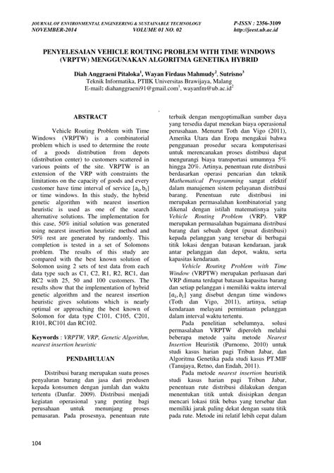 Pdf Penerapan Hybrid Algoritma Genetika Untuk Permasalahan Vehicle
