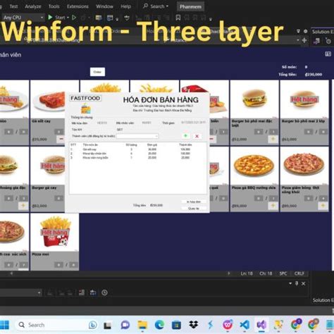 Winform C 3 Lớp Phần Mềm Quản Lý Cửa Hàng Thức ăn Nhanh Có Báo