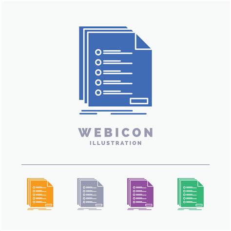 Check Filing List Listing Registration 5 Color Glyph Web Icon Template Isolated On White