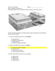 Quiz 4 Key GeologicTime GEOL 1121 Fall 2014 Name Quiz 4 Geologic Time Sept 12 The Diagram