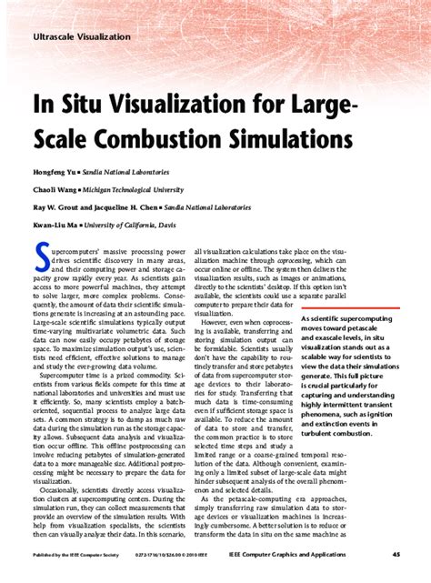 Pdf In Situ Visualization For Large Scale Combustion Simulations