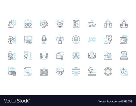 Business Protection Linear Icons Set Security Vector Image