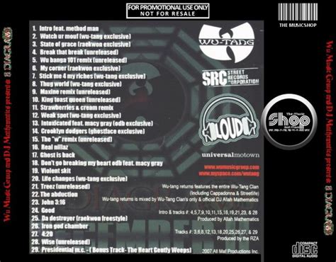 Mathematics Wu Tang Returns 8 Diagrams Mixtape 2007 Cd