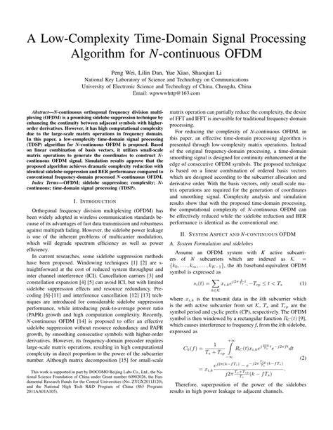 pdf a low complexity time domain signal processing algorithm for n continuous ofdm