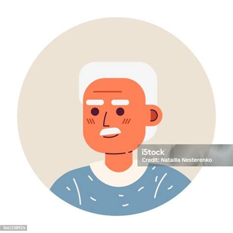 은색 콧수염 세미 플랫 벡터 캐릭터 머리를 가진 잘 생긴 노인 백발에 대한 스톡 벡터 아트 및 기타 이미지 백발 사람들 아이콘 Istock