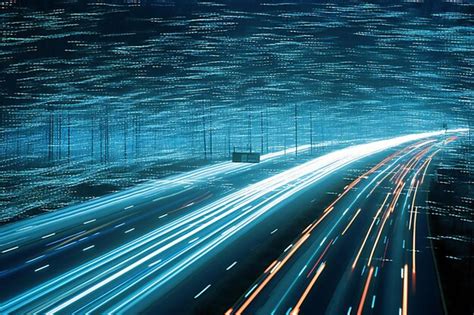 Highway With Motion Blur And Binary Code Abstract Technology Background