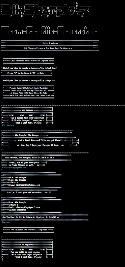 github niksharpkings team profile generator challenge is to build a node js command line