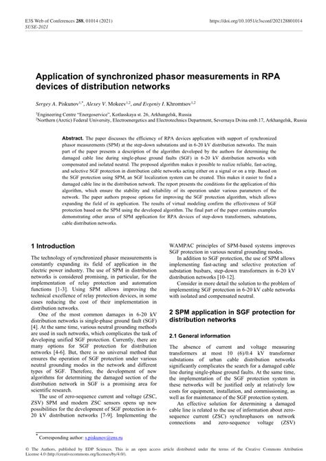 Pdf Application Of Synchronized Phasor Measurements In Rpa Devices Of Distribution Networks