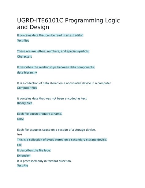ugrd computer engineering ugrd ite6101c programming logic and design it contains data that can
