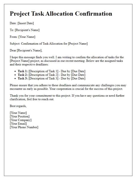 Letter Template For Project Assignment Confirmation Free Samples In Pdf Letterin