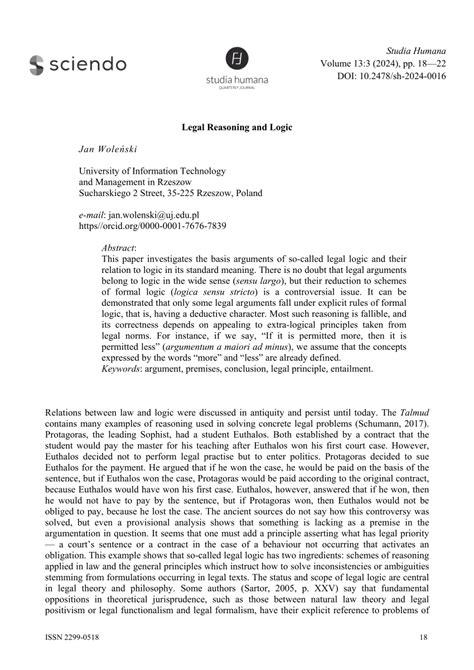 Pdf Legal Reasoning And Logic